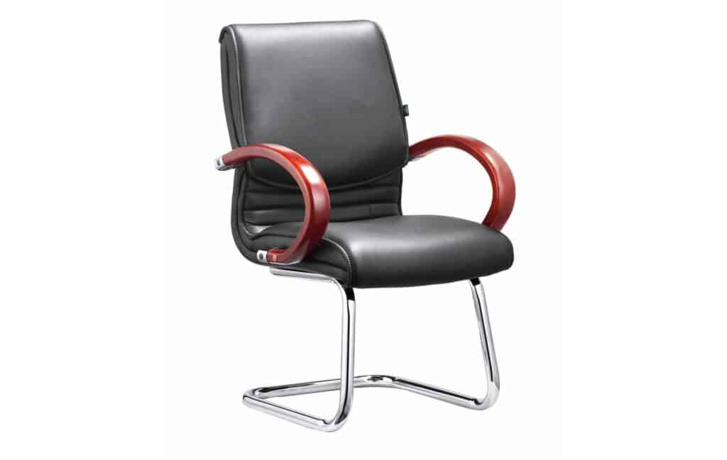 DB016 Executive Genuine Leather Visitor’s Chair | Chrome Sleigh Base